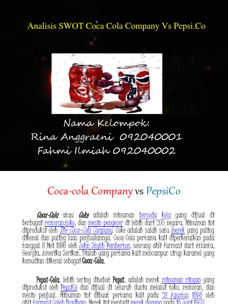 Analisis SWOT Coca Cola Company Vs Pepsi.... | PDF | Bisnis | Memasak ...