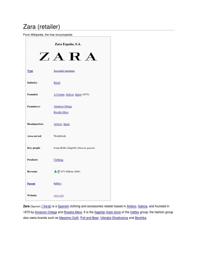 Zara Wiki | PDF | Retail | Business