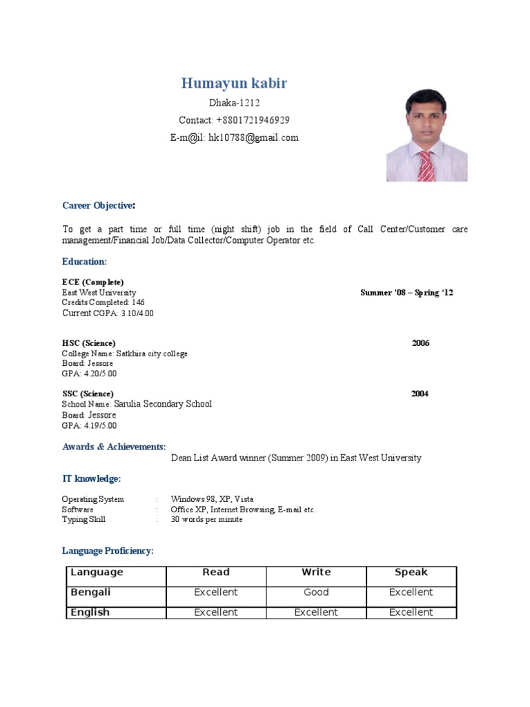 Humayun Kabir - CV | PDF