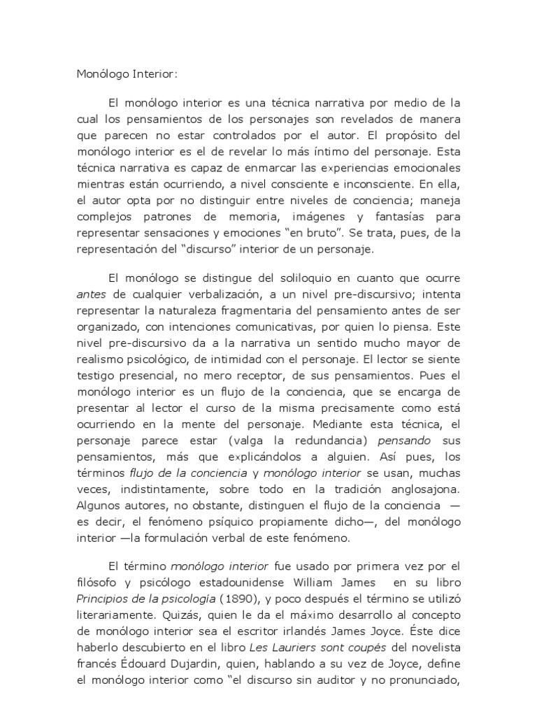 Monólogo Interior | PDF | James Joyce | Ulises (novela)