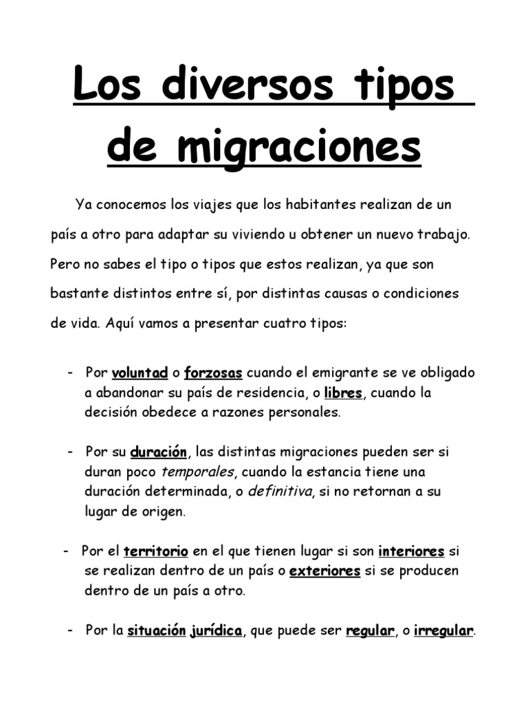 Tipos de migraciones explicados | PDF