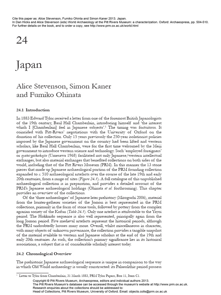 Chapter 24. Japan (World Archaeology at The Pitt Rivers Museum) | PDF ...