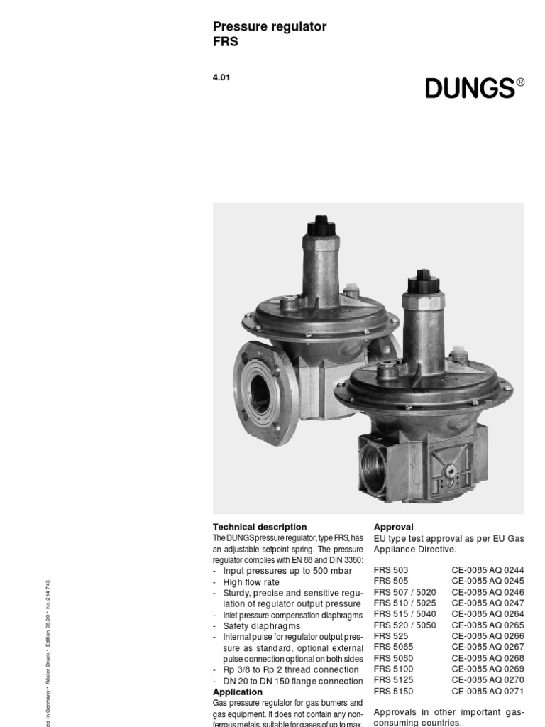 Adjustable spring-loaded pressure regulator for gas applications | PDF ...