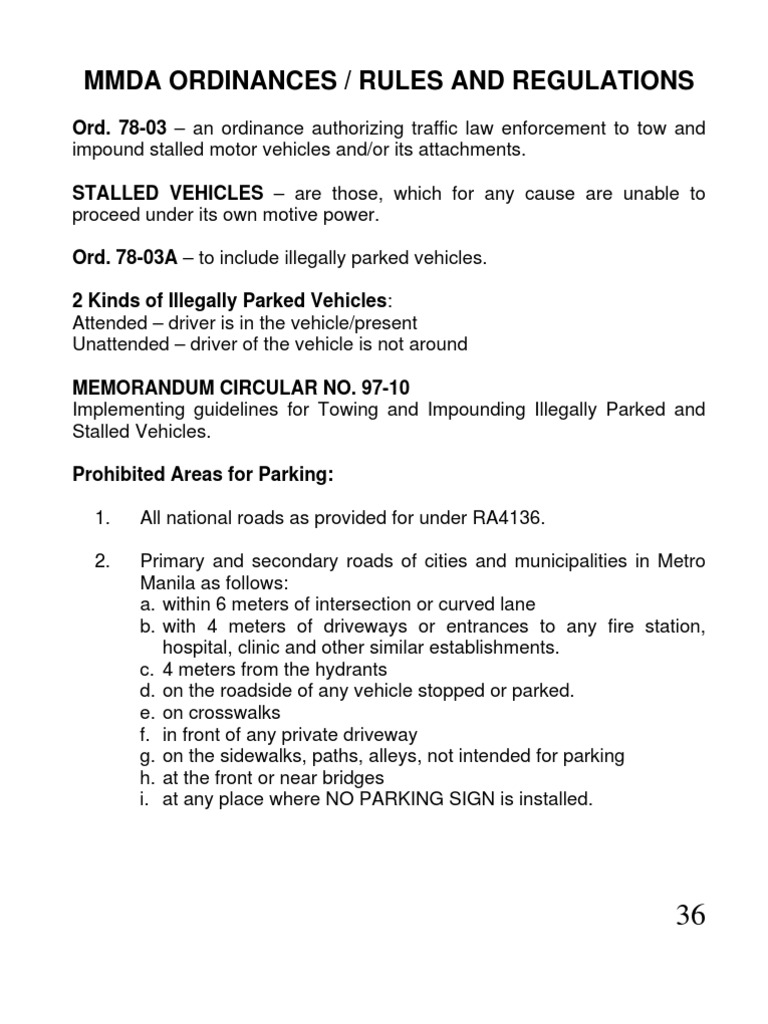 MMDA Ordinances (Total) | Download Free PDF | Traffic | Automobiles