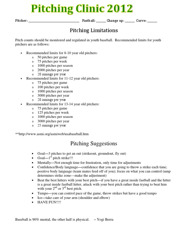 Pitching Mechanics and Pitch Limits | PDF