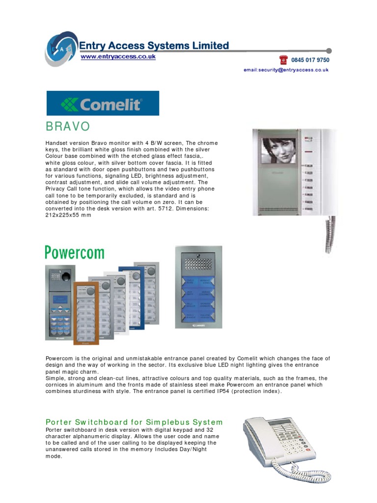 Comelit Powercom Bravo | PDF