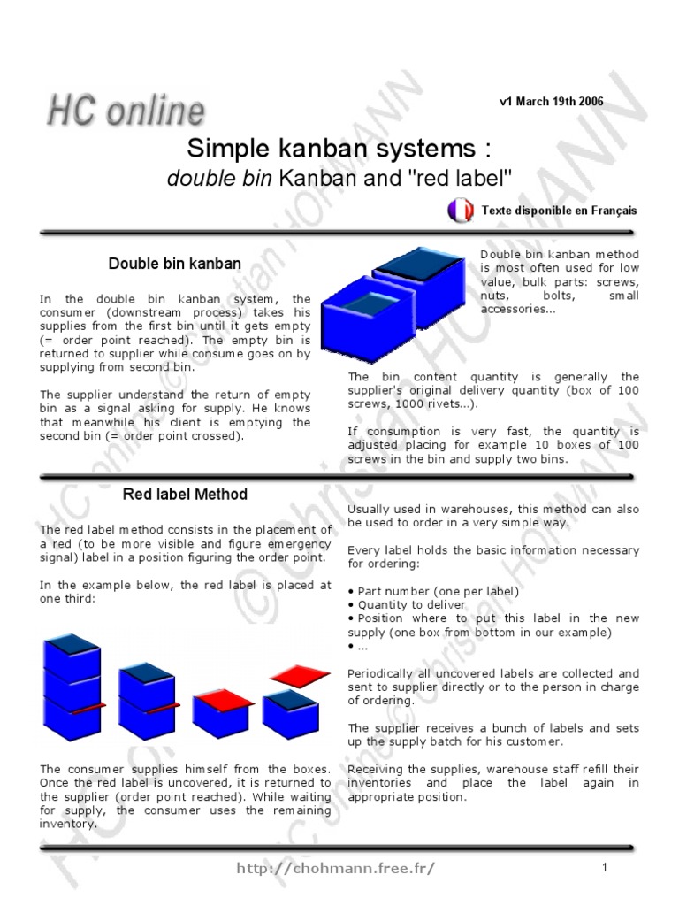Simple Kanban Systems:: Double Bin Kanban and "Red Label" | PDF