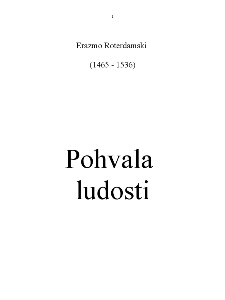 Pohvala Ludosti Erazmo Roterdamski | PDF