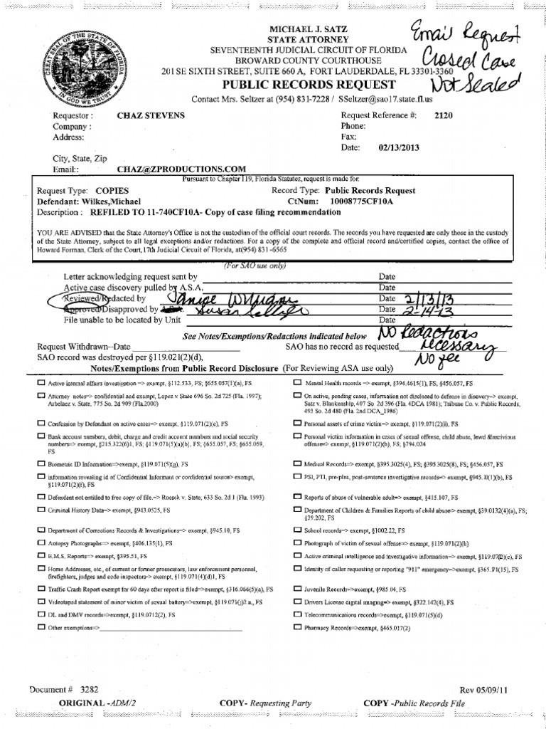 Florida Public Records Request Form | PDF | Intention (Criminal Law ...