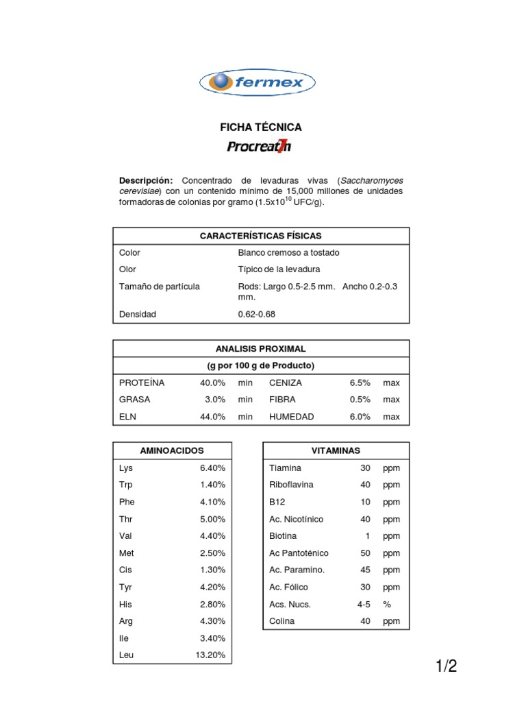 Hoja Técnica Procreatin 7 Conc | PDF