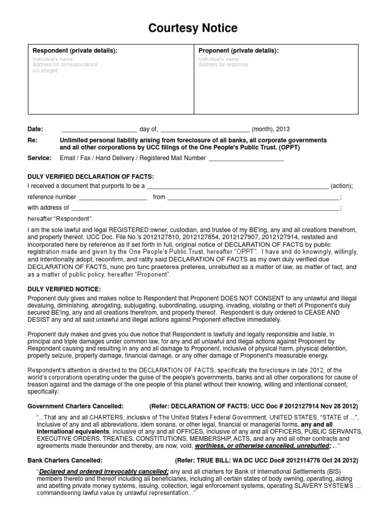 OPPT Courtesy Notice | Download Free PDF | Foreclosure | Contractual Term