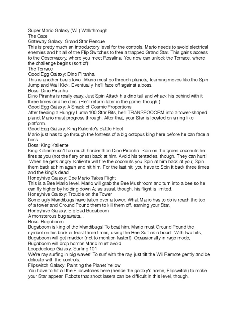 Super Mario Galaxy Walkthrough PDF | PDF | Mario | Leisure
