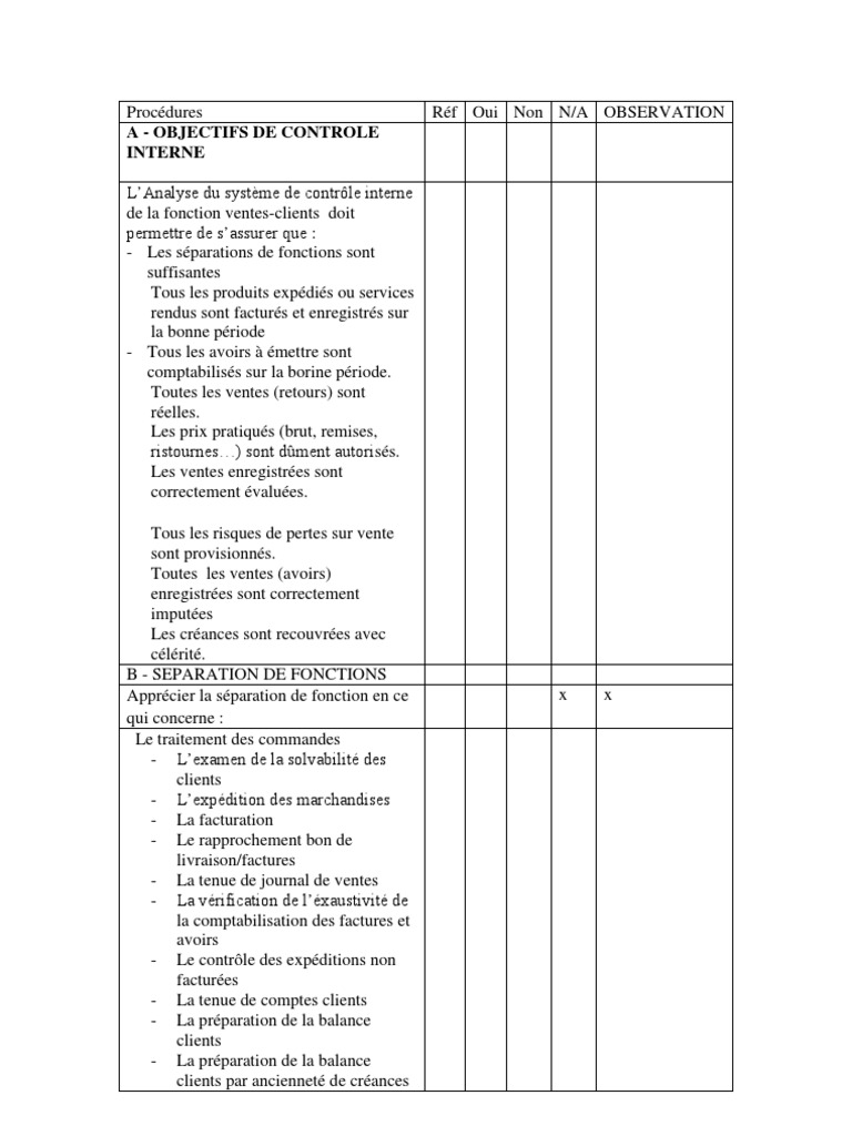 Questionnaire Controle Interne | PDF | Facture | Sodles