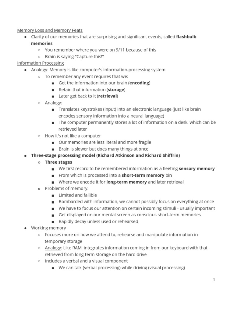 Flashbulb Memories and Organizing Information for Effective Recall ...
