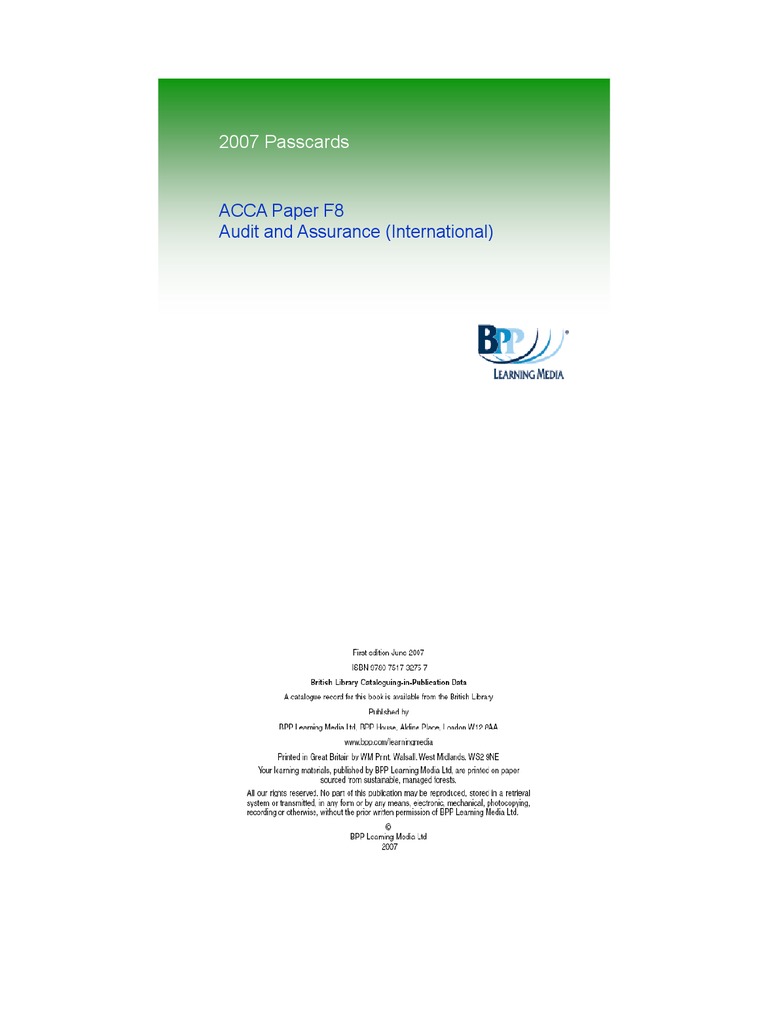 ACCA Paper f8 PassCards | PDF