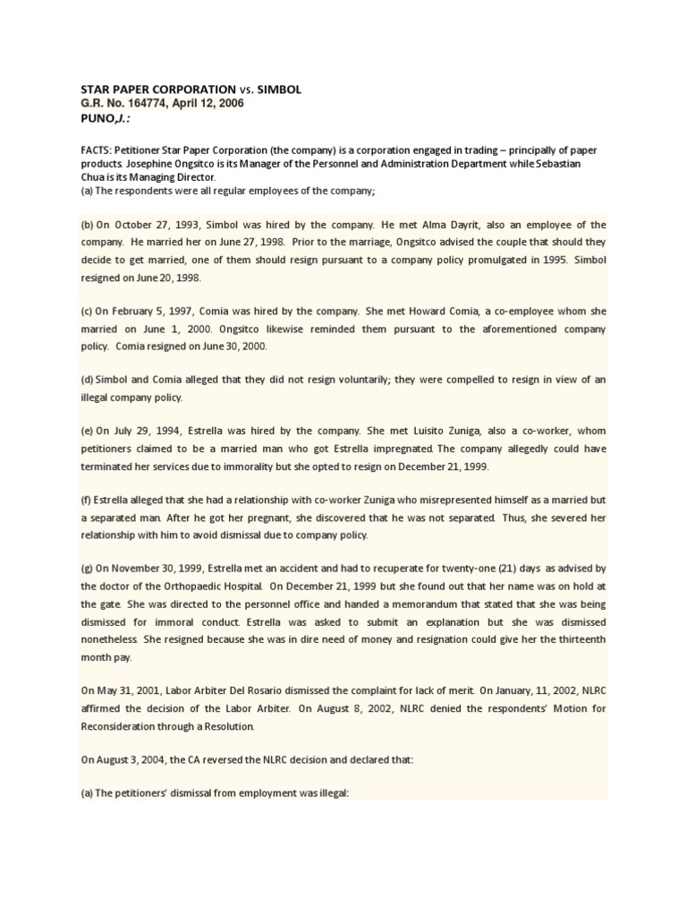Star Paper Corporation Vs Simbol | PDF | Employment | Lawsuit