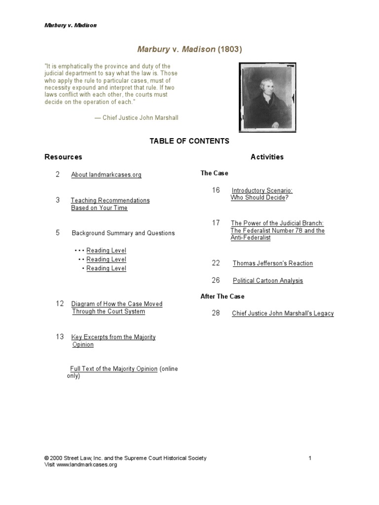 Marbury V Madison | PDF | Marbury V. Madison | John Marshall