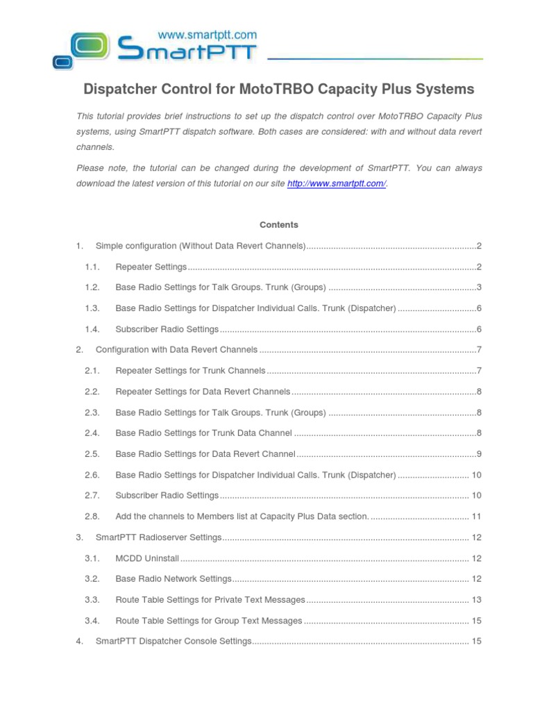 Configuring Dispatch Control and Radio Communications in a MotoTRBO ...