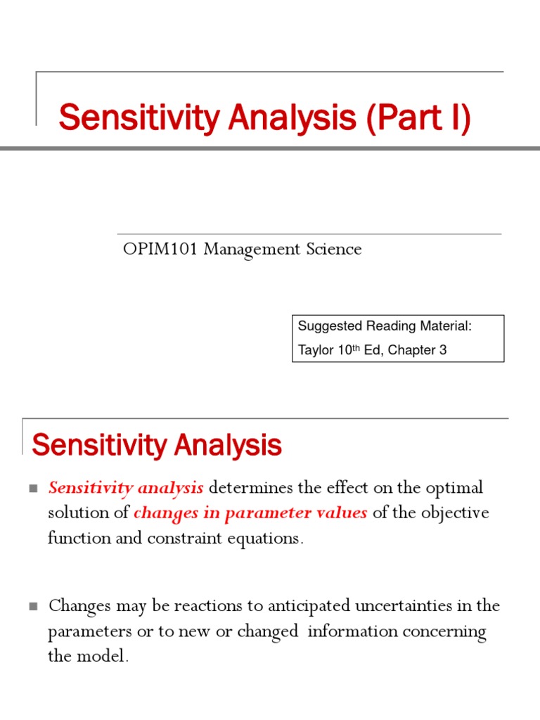 Sensitivity Analysis of Production Planning: Understanding the Impact of Changes in Objective ...