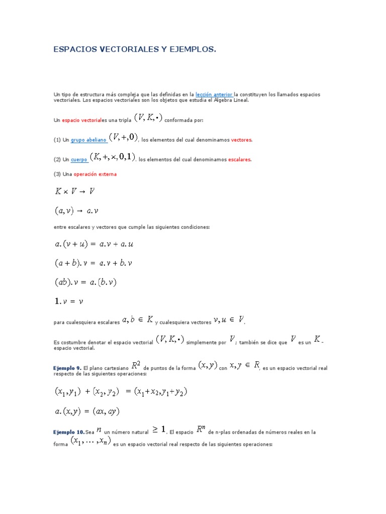 Ejemplos de Espacios Vectoriales | PDF | Espacio vectorial | Base ...