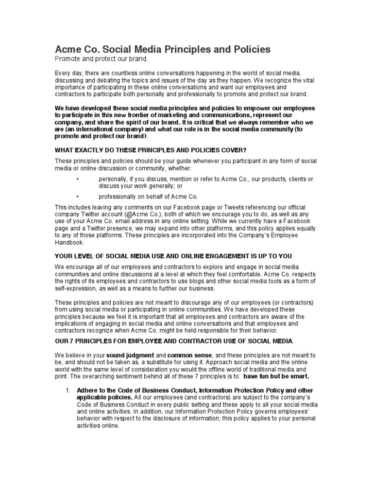 Sample Social Media Policy | PDF | Twitter | Social Media