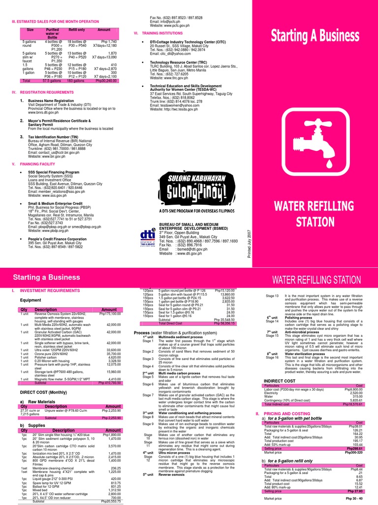 Starting A Business-Water Refilling Station | PDF | Water Purification ...