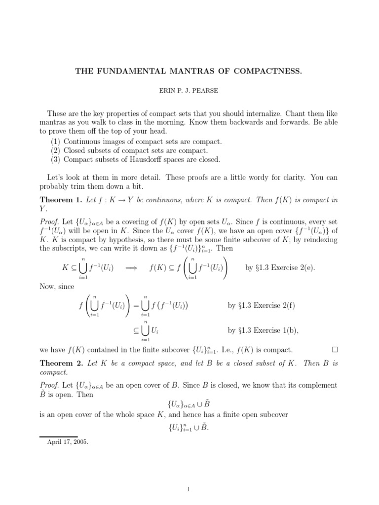 Compactness Mantras | PDF | Compact Space | General Topology