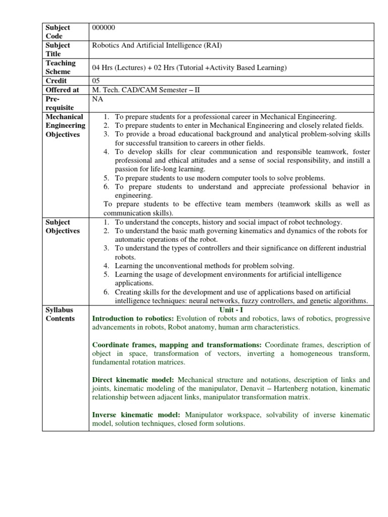 Robotics and Artificial Intelligence | PDF | Artificial Intelligence ...