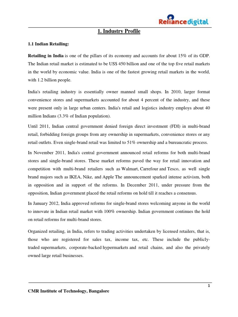 Reliance Digital | PDF | Retail | Business