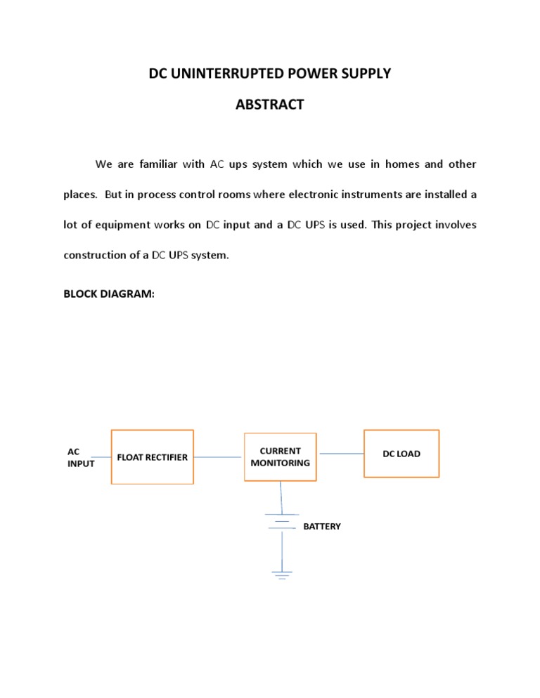 DC Uninterrupted Power Supply: Block Diagram | PDF