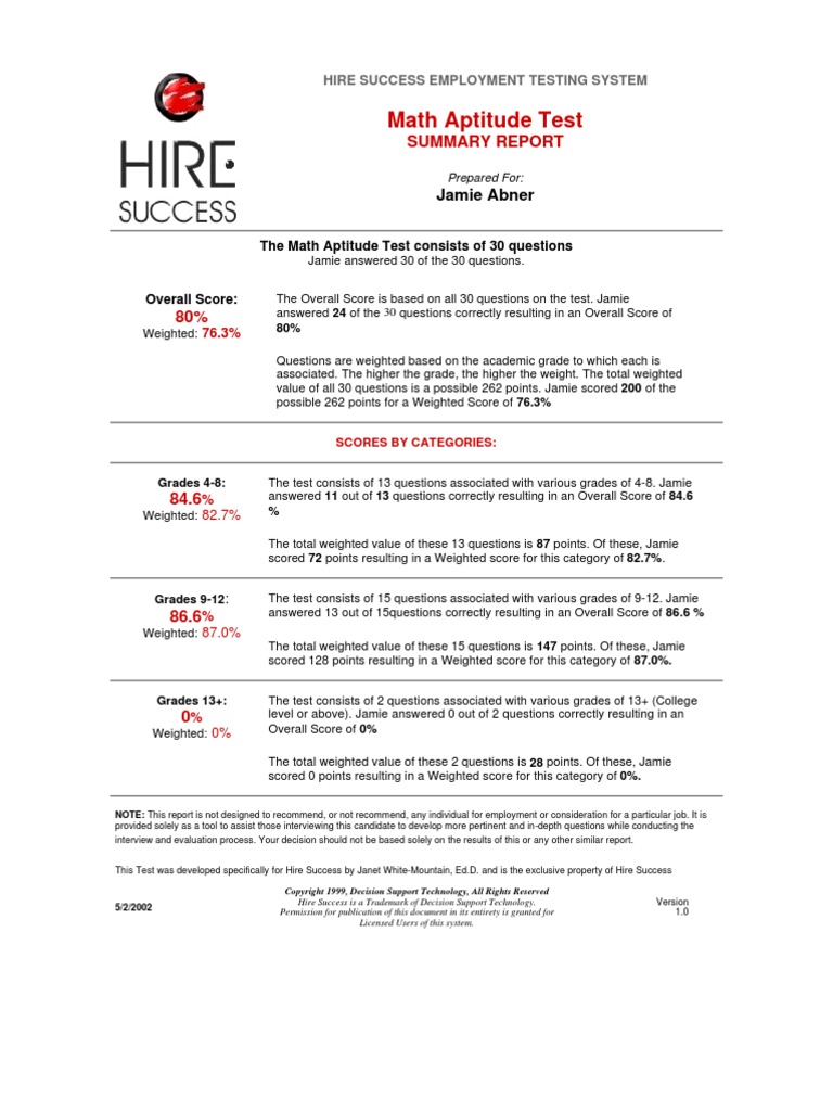 Sample Math Aptitude | PDF | Weighted Arithmetic Mean | Test (Assessment)