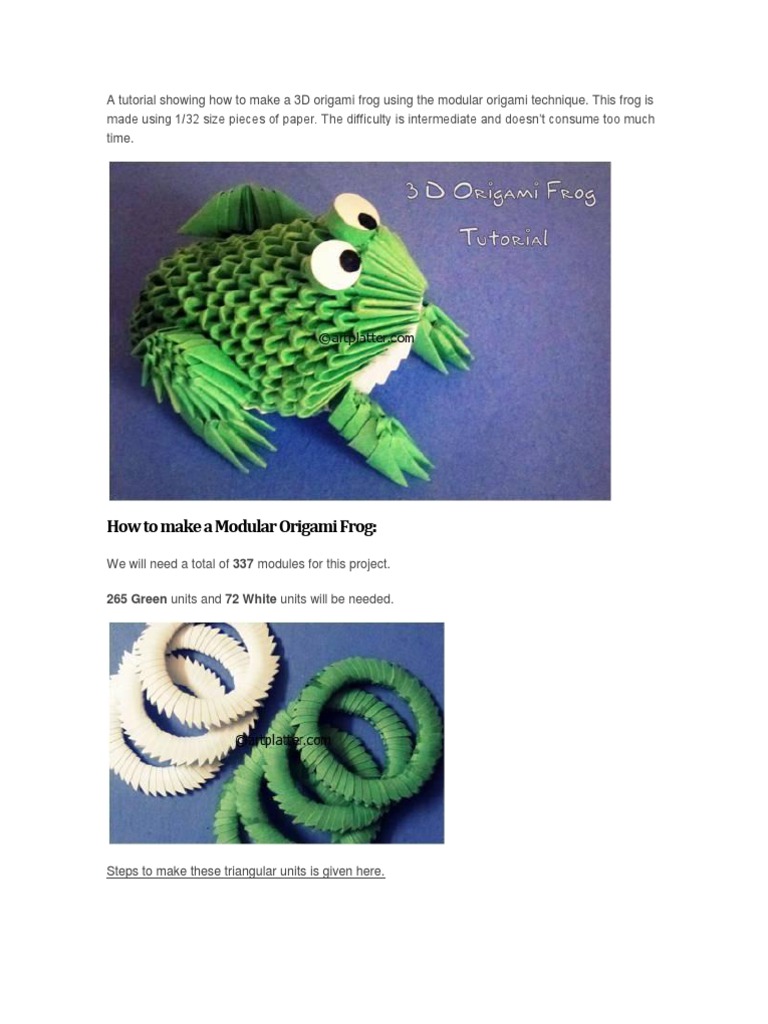 3D Modular Origami Frog Tutorial | PDF | Frog | Nature