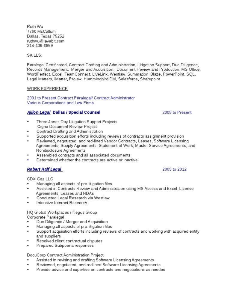 Contracts Paralegal Available in Dallas, TX | Paralegal | Due Diligence