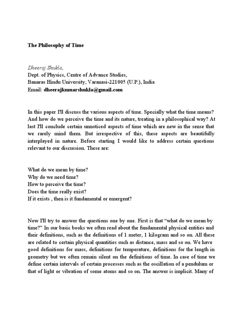 The Philosophy of Time | PDF | Time | Mind