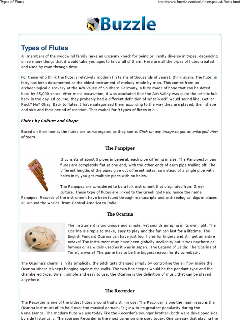 Types of Flutes | Download Free PDF | Flute | Recorder (Musical Instrument)