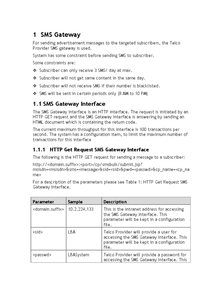 SMS Gateway Interface | PDF | Short Message Service | Hypertext Transfer Protocol