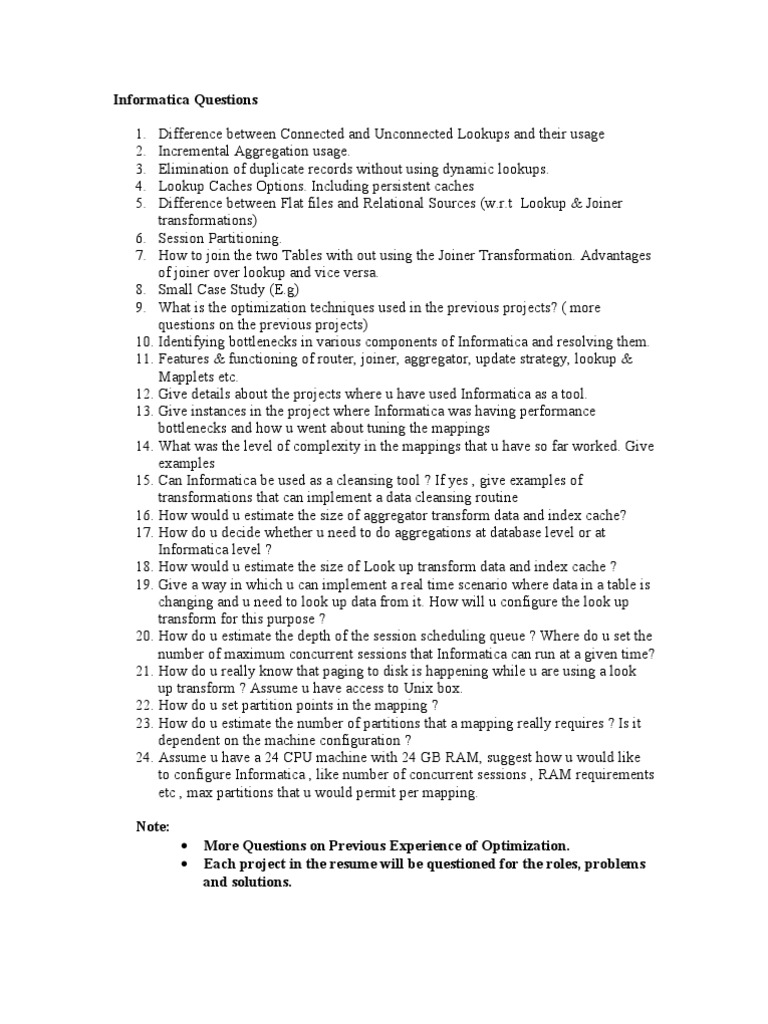 Informatic Question Pdf Oracle Database Databases