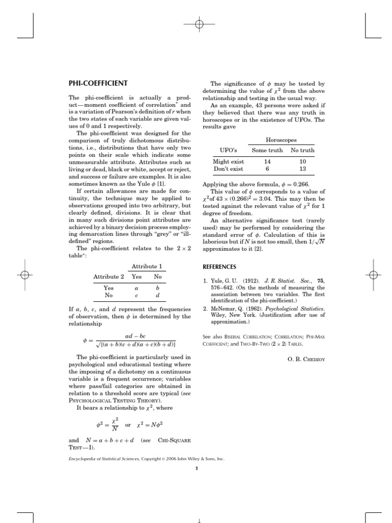 Phi Coefficient Pdf Correlation And Dependence Statistical Theory