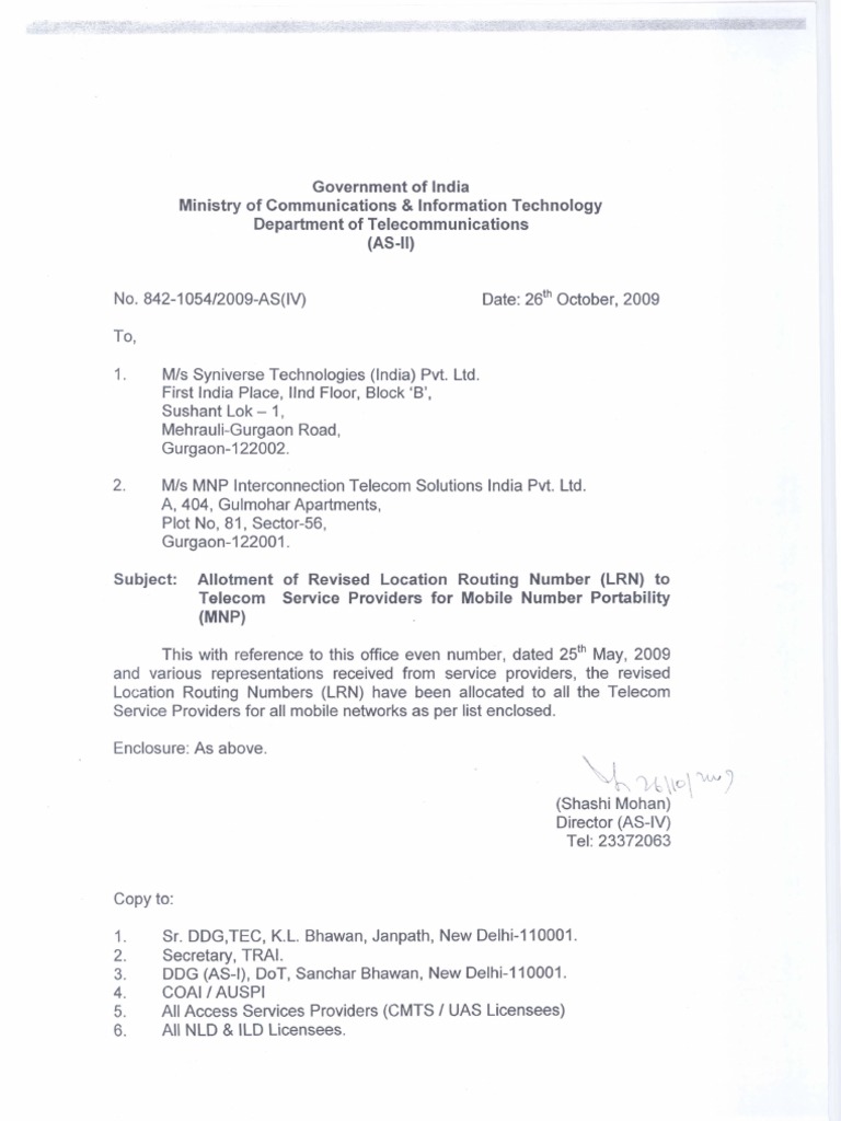 Allotment of Revised LRN | PDF | Service Companies | Companies