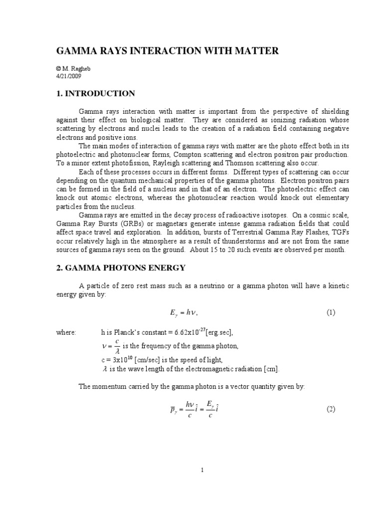 Gamma Rays Interactions With Matter PDF | PDF | Gamma Ray | Electron