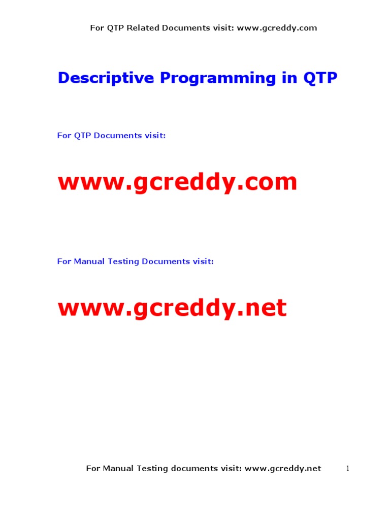 QTP Descriptive Program | PDF