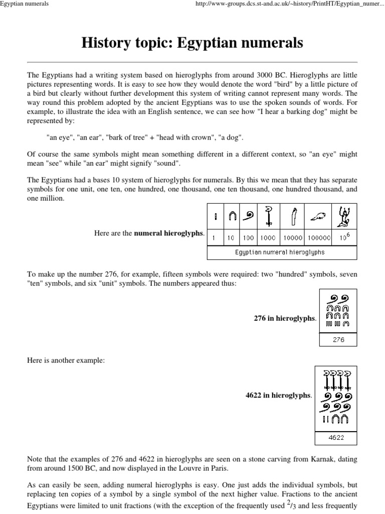 Egyptian Numerals | PDF | Egyptian Hieroglyphs | Ancient Egypt