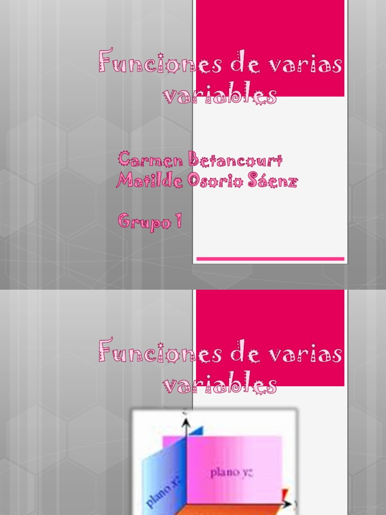 Presentacion Funciones de Varias Variables | PDF | Variable (Matemáticas) | Función (Matemáticas)