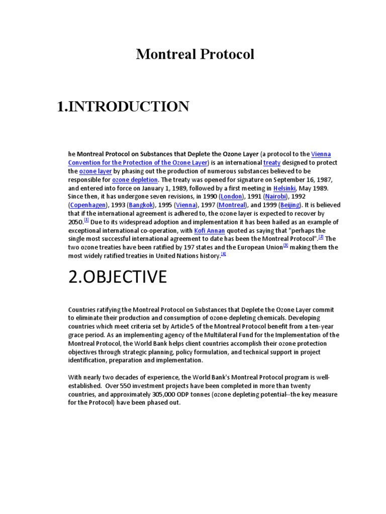Montreal Protocol | PDF | Chlorofluorocarbon | Ozone Depletion