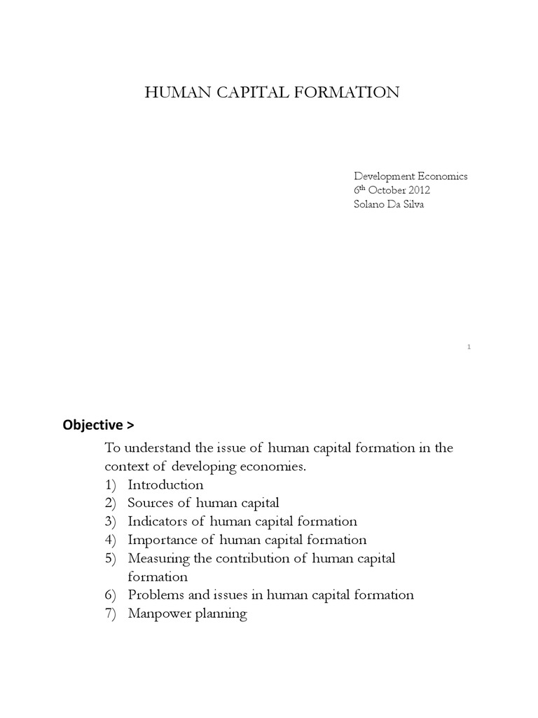 10 Human Capital Formation | PDF | Human Capital | Labour Economics