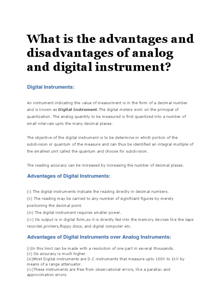 Advantages of Analog vs Digital Instruments | PDF | Amplifier ...