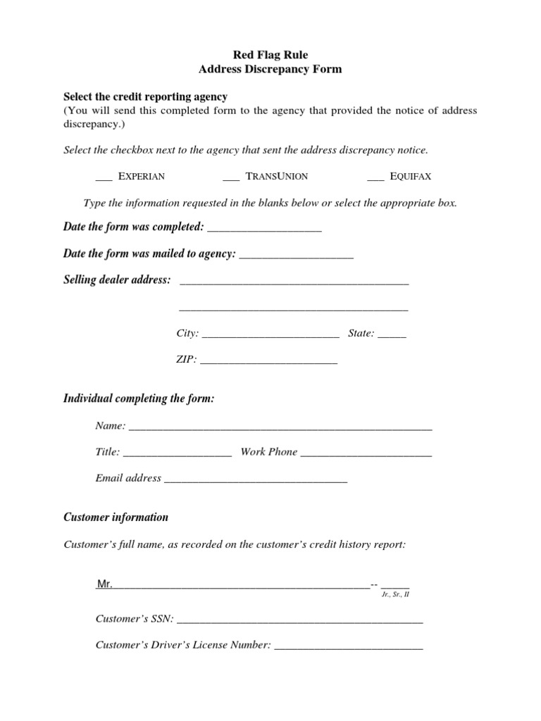 Address_Discrepancy_Form.pdf | Credit History | Financial Transaction Address_Discrepancy_Form.pdf | Credit History | Financial Transaction