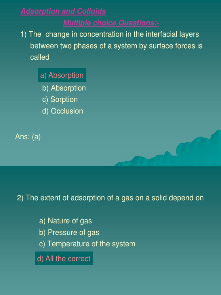 Adsorption Amp Colloids | PDF | Adsorption | Colloid