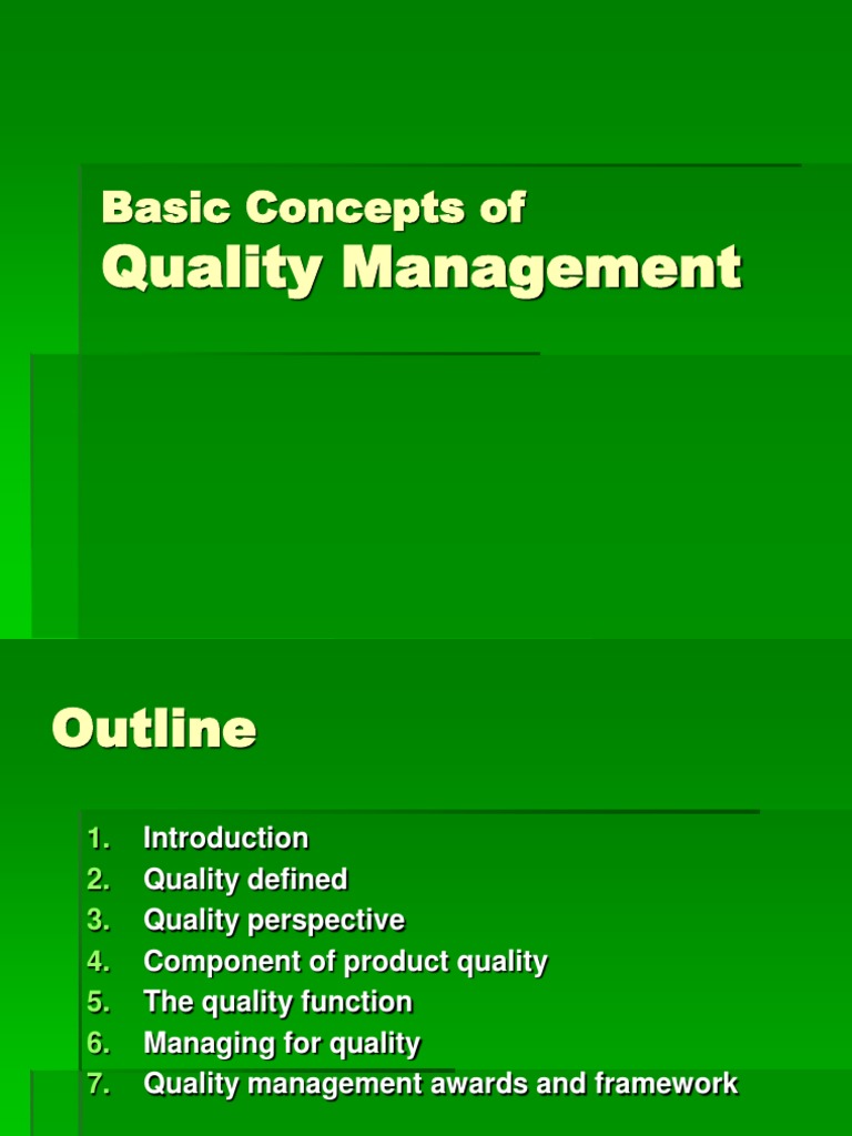 Basic Concepts Of: Quality Management | PDF | Iso 9000 | Six Sigma