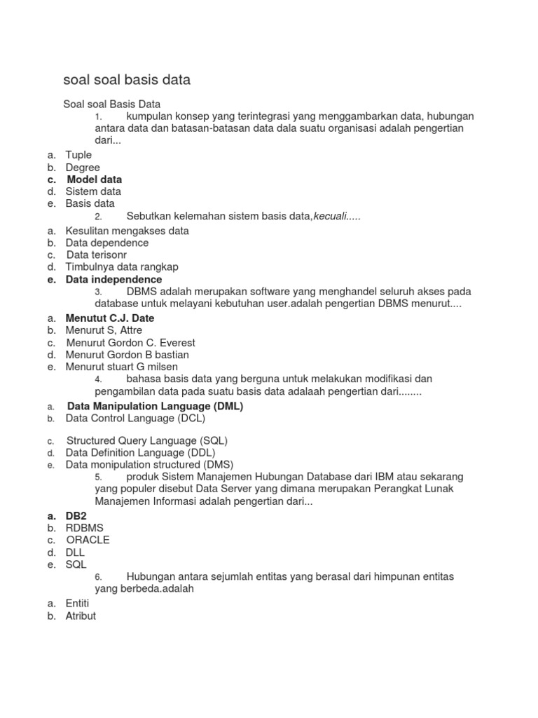 Soal Soal Basis Data | PDF